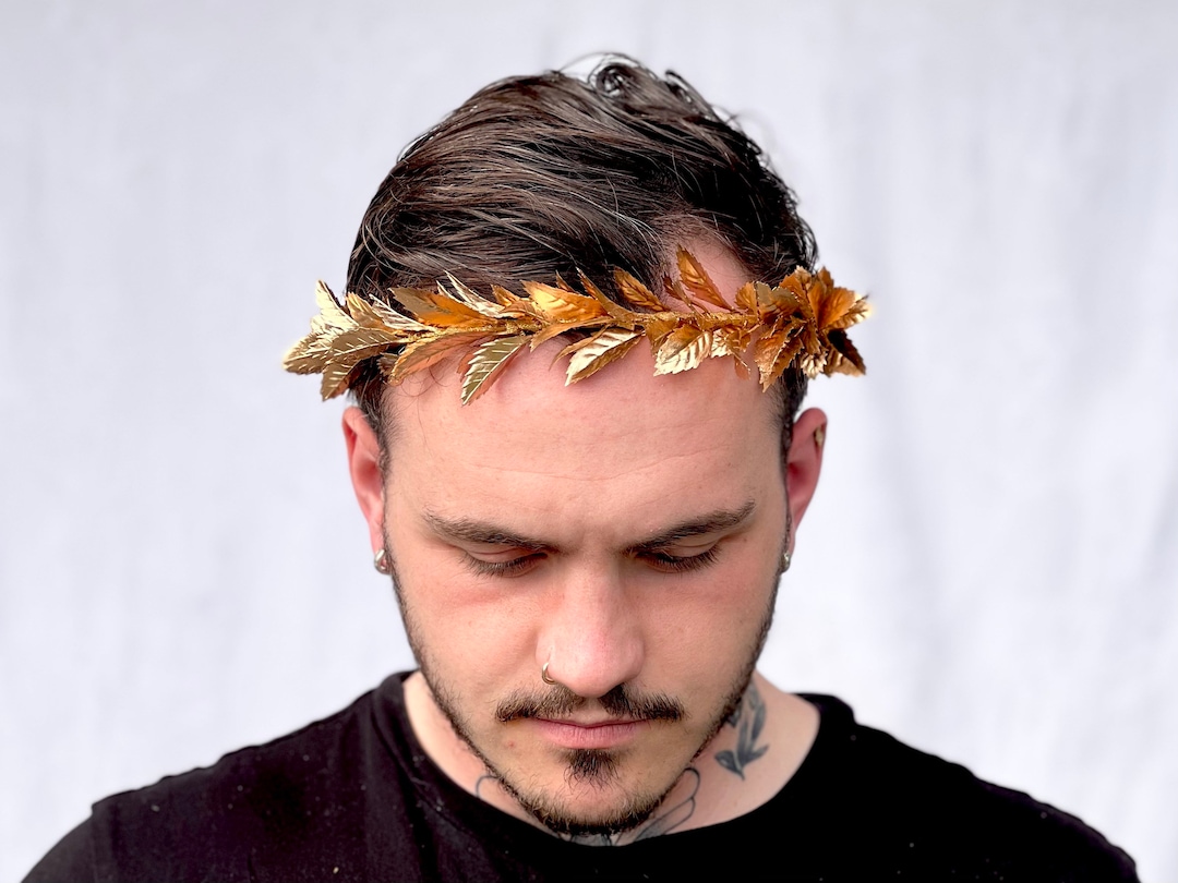Gold Leaf Crown, Toga Costume, Roman Head Wreath, Greek God Headpiece ...