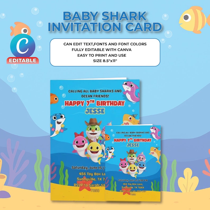 Editable Baby Face Shark Bundle | 12 Party Labels | Kids Birthday Decor ...