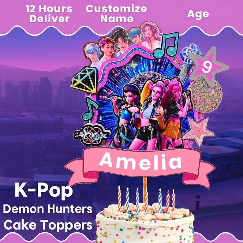 K-pop Demon Hunters Cake Toppers | Huntrix Birthday Celebrations ...