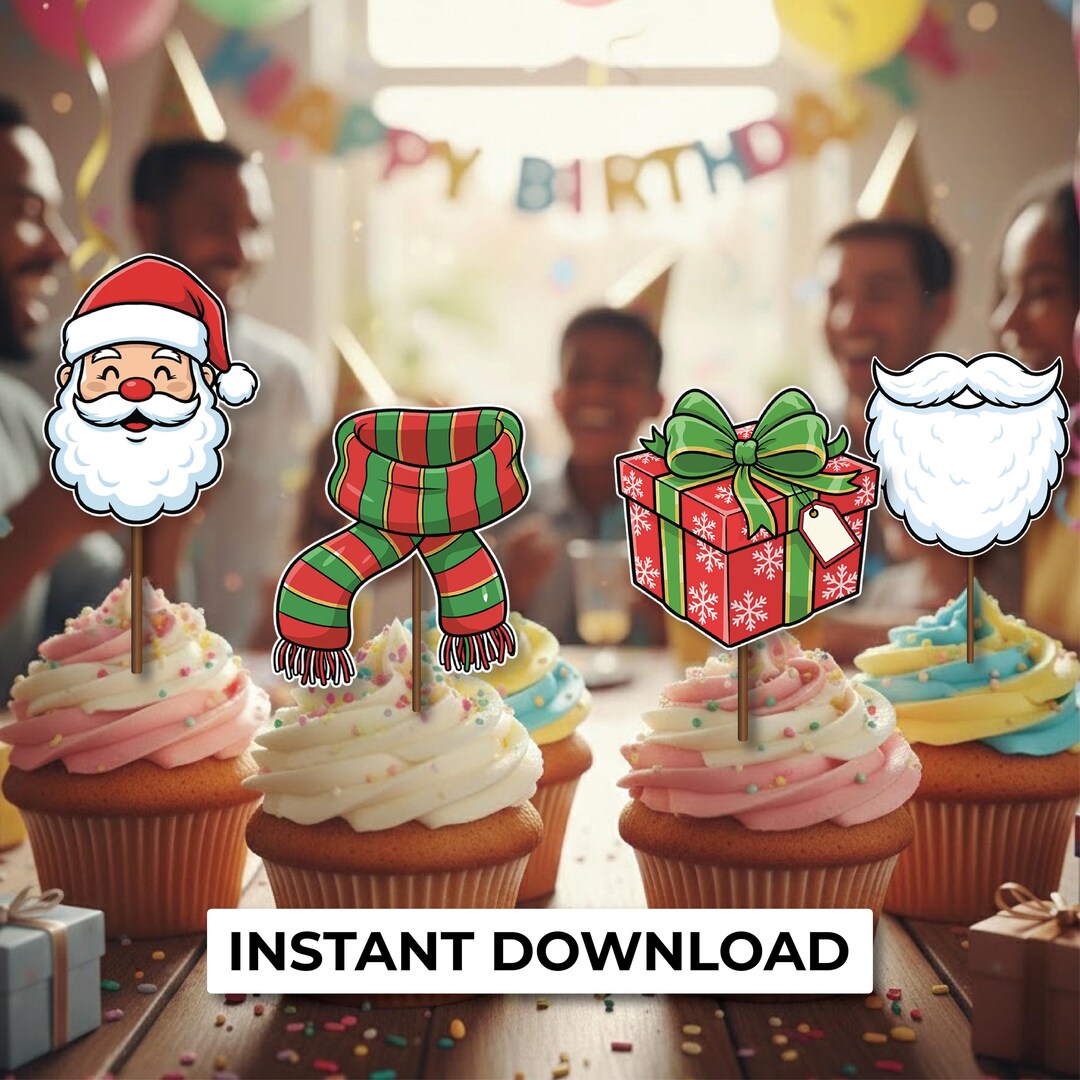 Christmas Cupcake Toppers | Merry Christmas |festive Holiday Party ...
