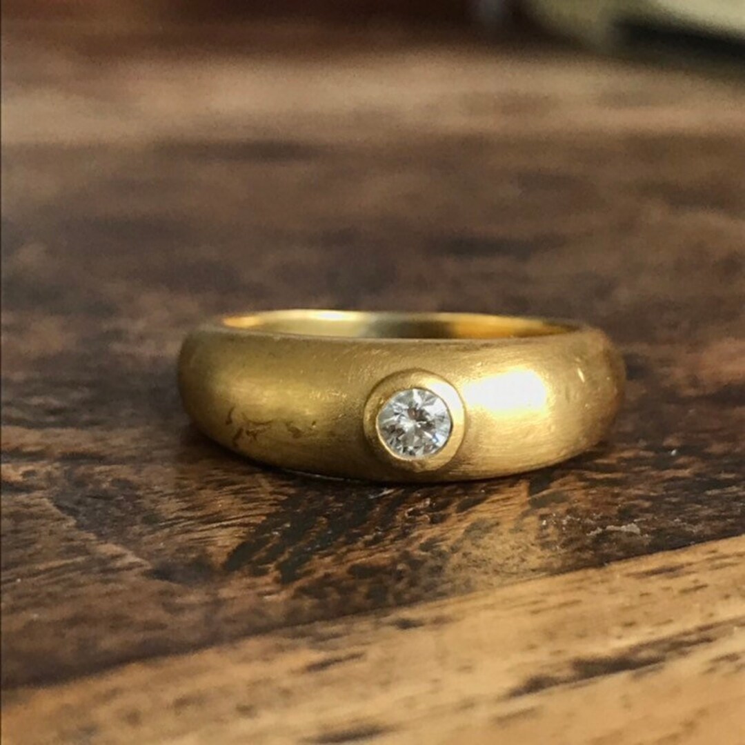 22k or 18k Wide Tapered Renee Band Gypsy Ring W/ Diamonds - Etsy