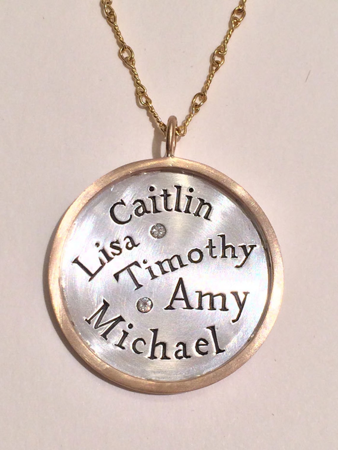 Personalized Engraved Charm Necklace 14k Gold and Sterling - Etsy