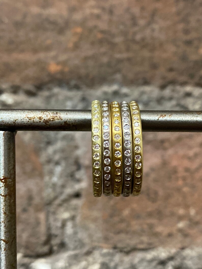 18 & 22k 2mm Diamond Stack Rings alternative wedding band | Etsy