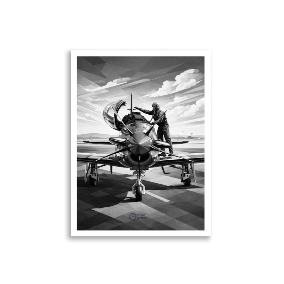 Stylized Aviation Poster – Aerobatic Aircraft on the Ground – Modern ...