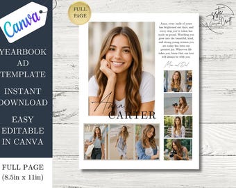 Senior Yearbook Ad Template | Half Page Graduation Ad Classic White ...