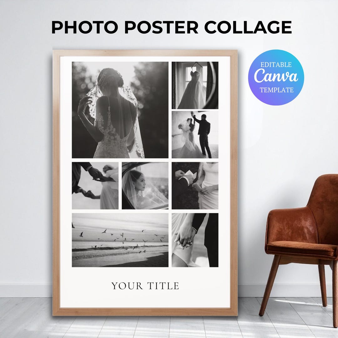 8 Photo Collage Poster | Editable Canva Template | Digital Vision Board ...