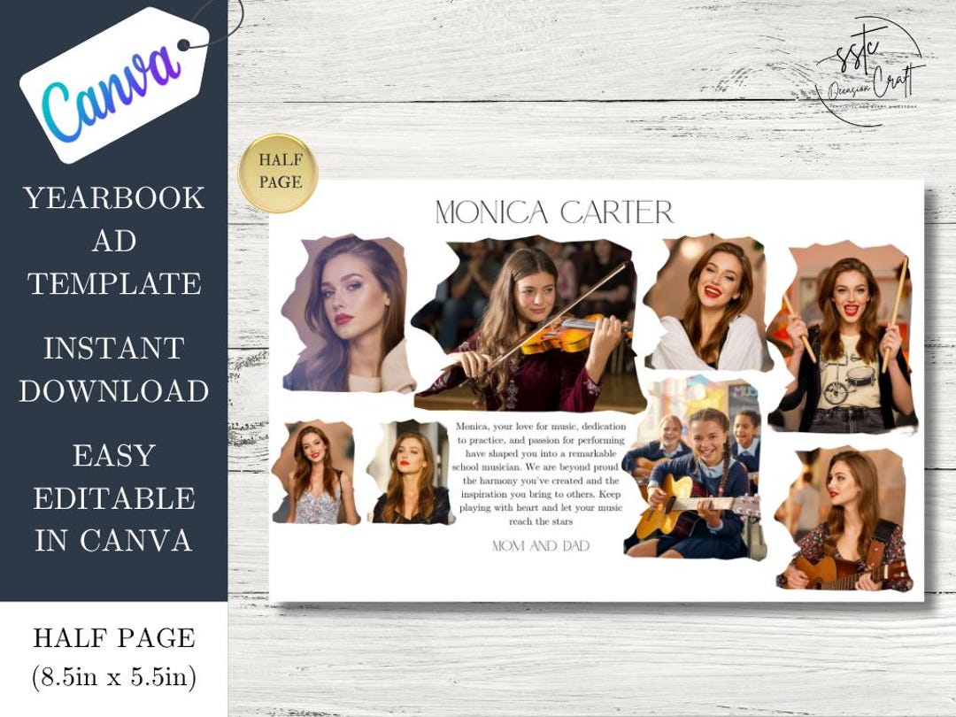 Senior Yearbook Ad Template | Half Page Graduation Tribute | Editable ...