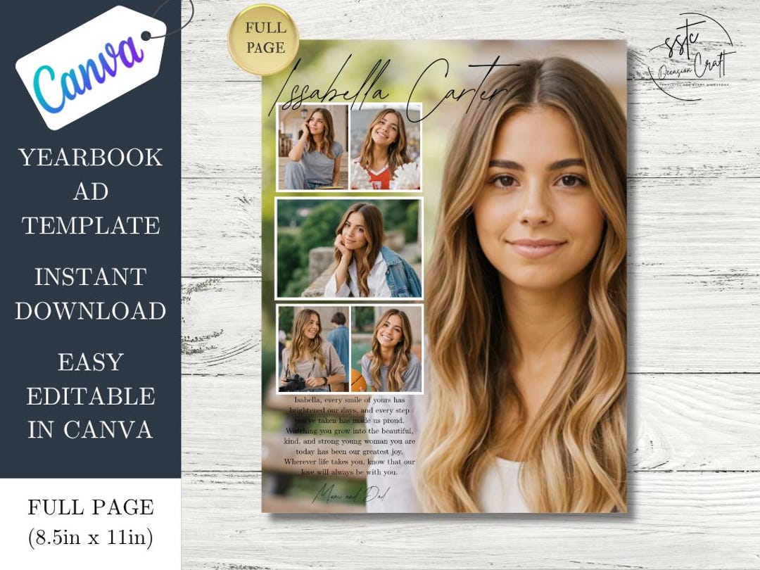 Senior Yearbook Ad | Full Page Graduation Tribute Collage Template ...
