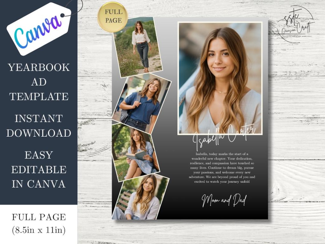 Senior Yearbook Ad Template | Full Page Graduation Ad Elegant Gradient ...