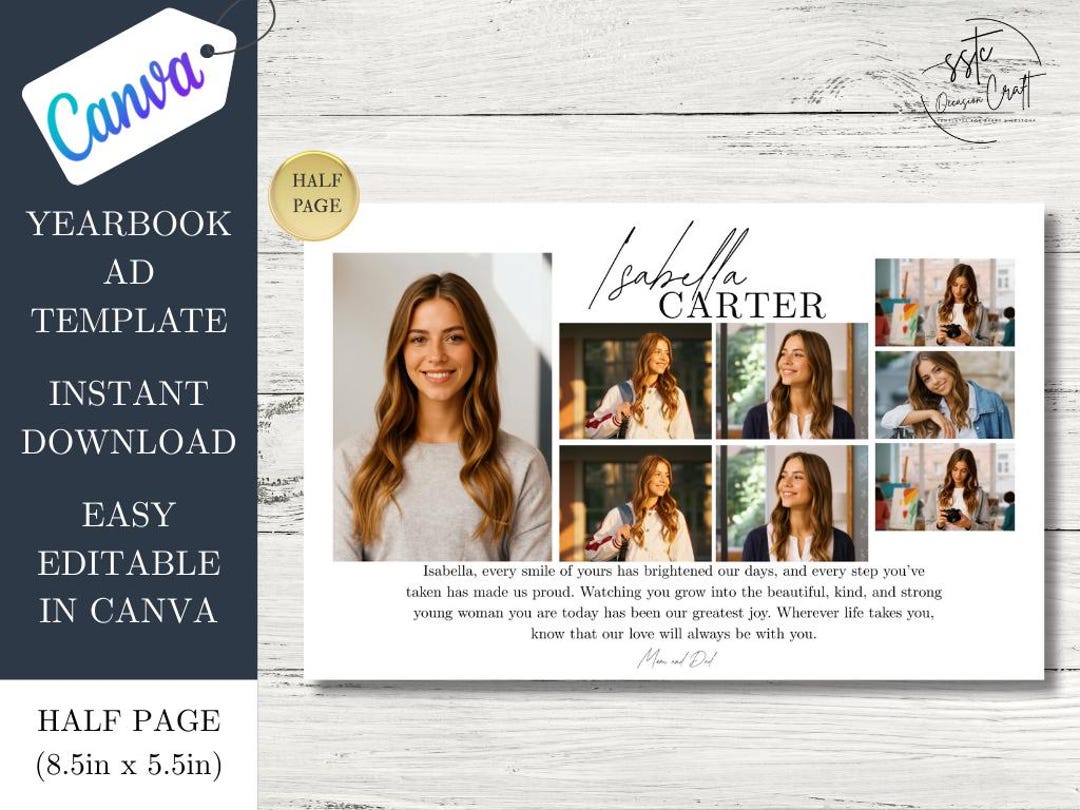 Senior Yearbook Ad Template Bundle | Half Page Graduation Tribute ...