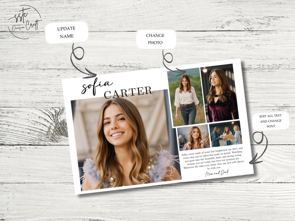 Senior Yearbook Ad Template | Half Page Graduation Ad Classic White ...