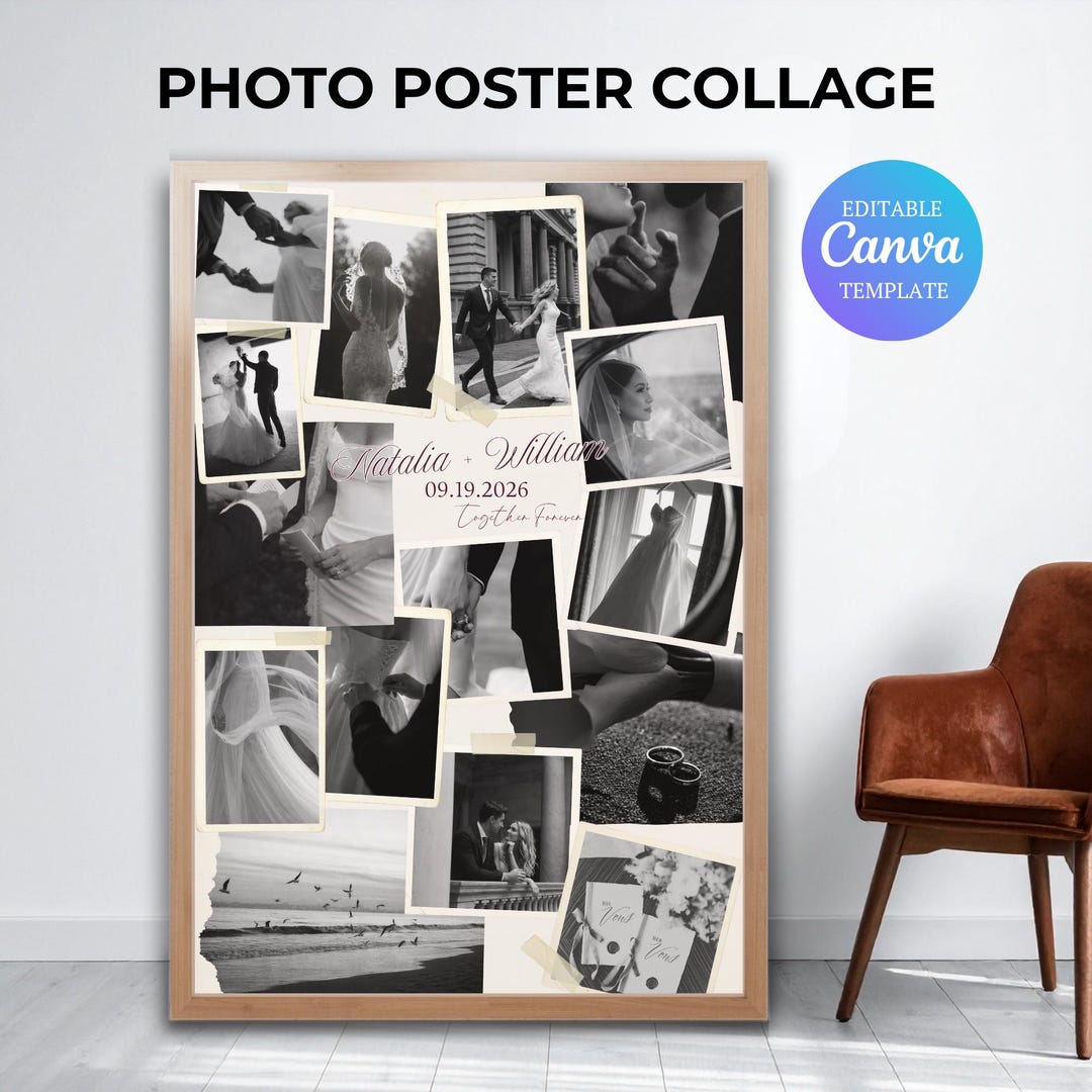 15 Photo Collage Poster | Editable Canva Template | Digital Vision ...