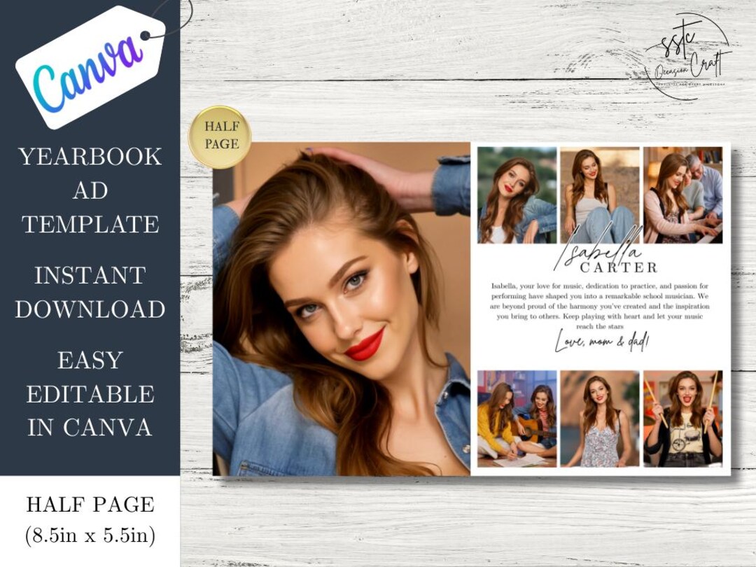 Senior Yearbook Ad Template | Half Page Graduation Ad Musician Theme ...