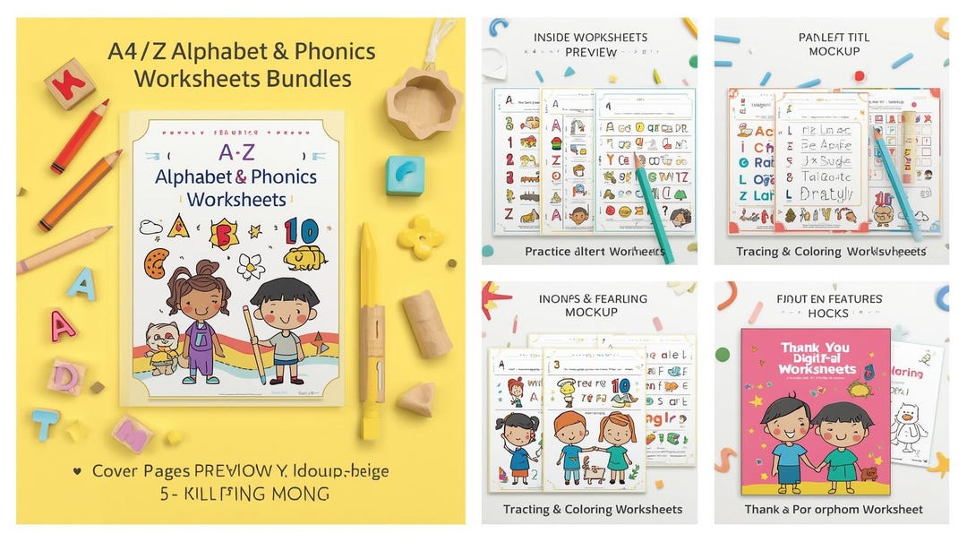 A-Z Alphabet & Phonics Worksheets Bundle for Preschool Kindergarten ...