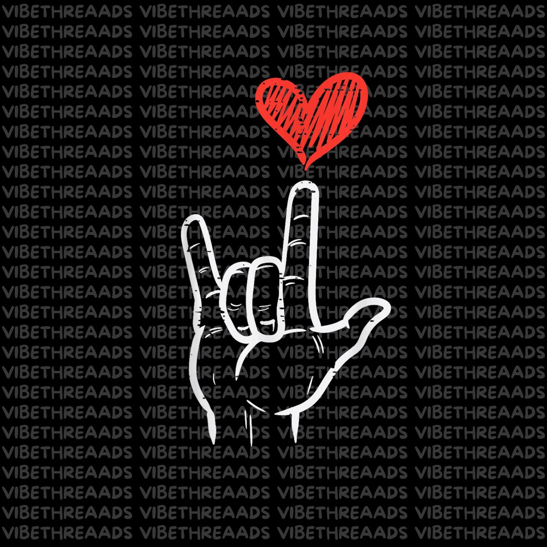 ASL I Love You Valentine PNG, Hand Sign Heart Sublimation Design for ...