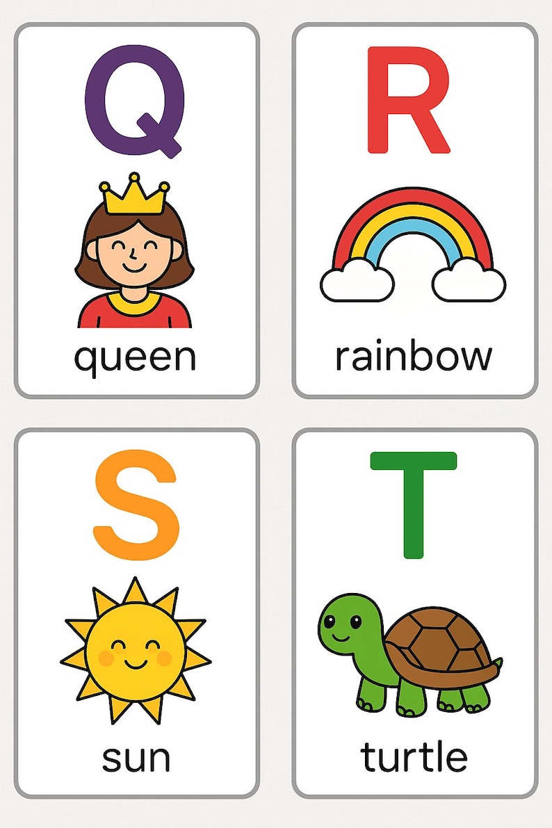 Alphabet Flashcards A-Z: Colorful ABC Learning Cards (printable PDF ...