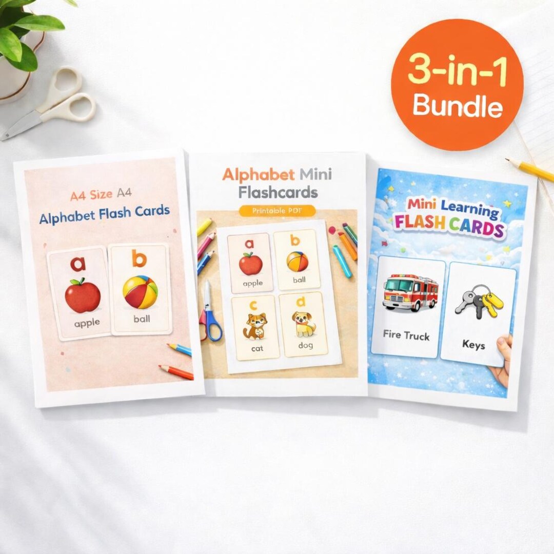 Alphabet Flash Cards Bundle Printable | A4 Large Cards + Mini ...