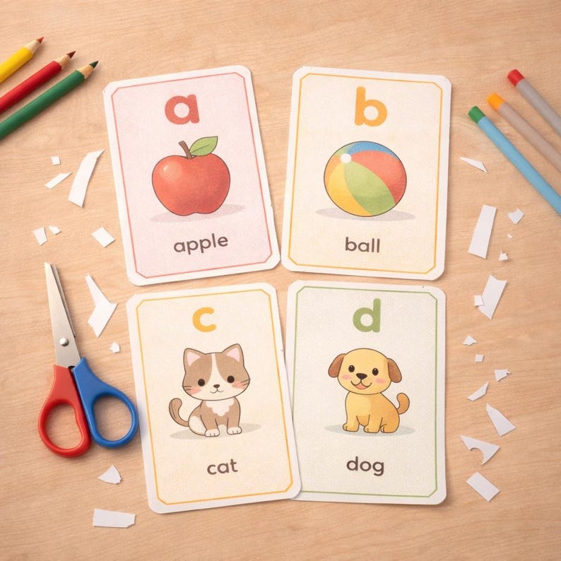 Printable Alphabet Flashcards Mini Set A–Z • 4 per Page PDF • Preschool ...