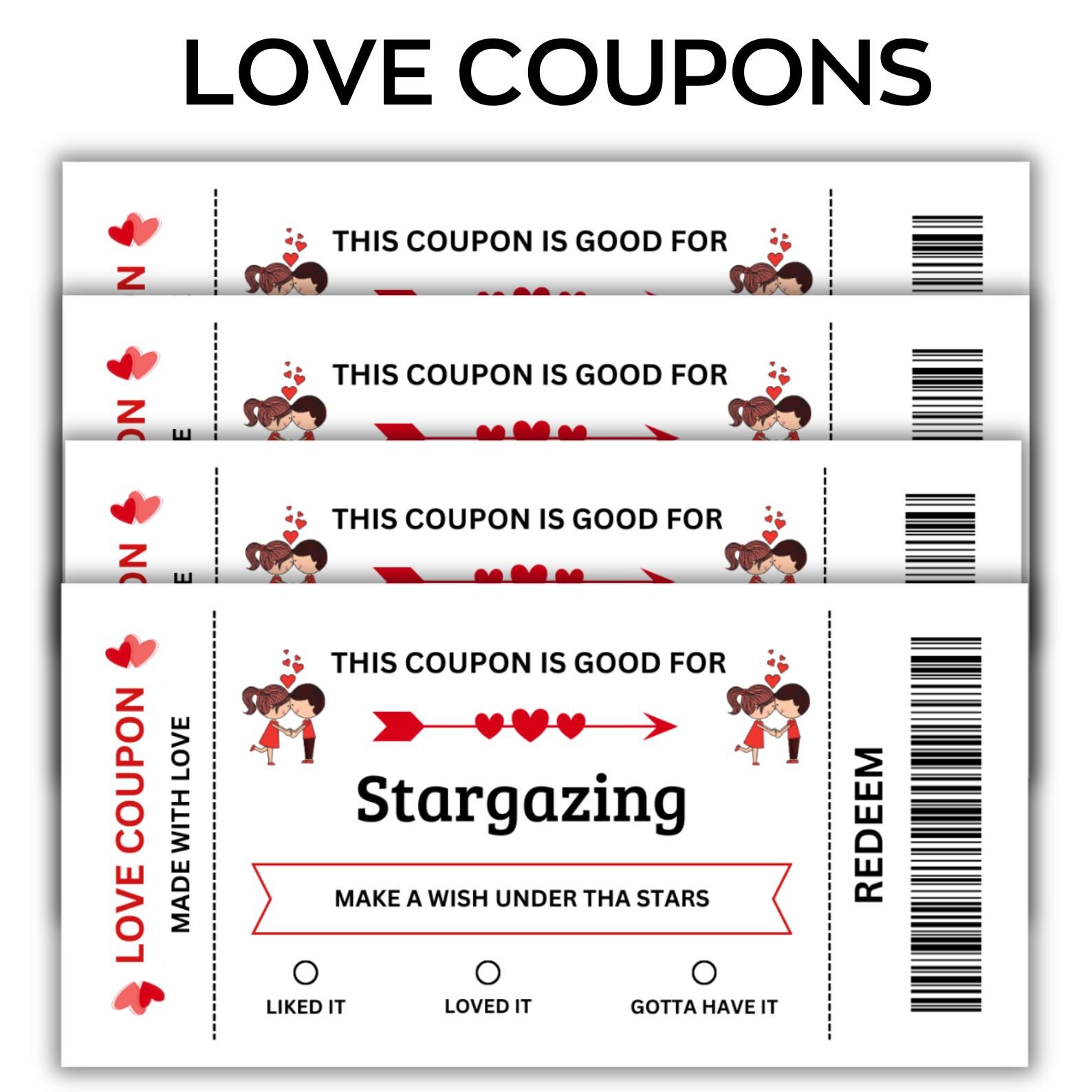 Editable Love Romantic Coupons Template, Valentine's Day Coupons, Canva ...