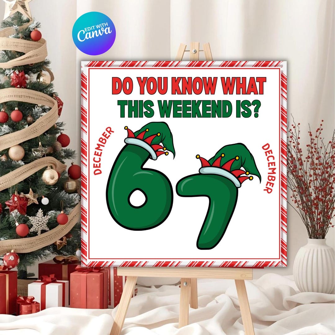6 7 Printable Elf Prop, Six Seven Funny Meme Christmas, Trending 67 ...