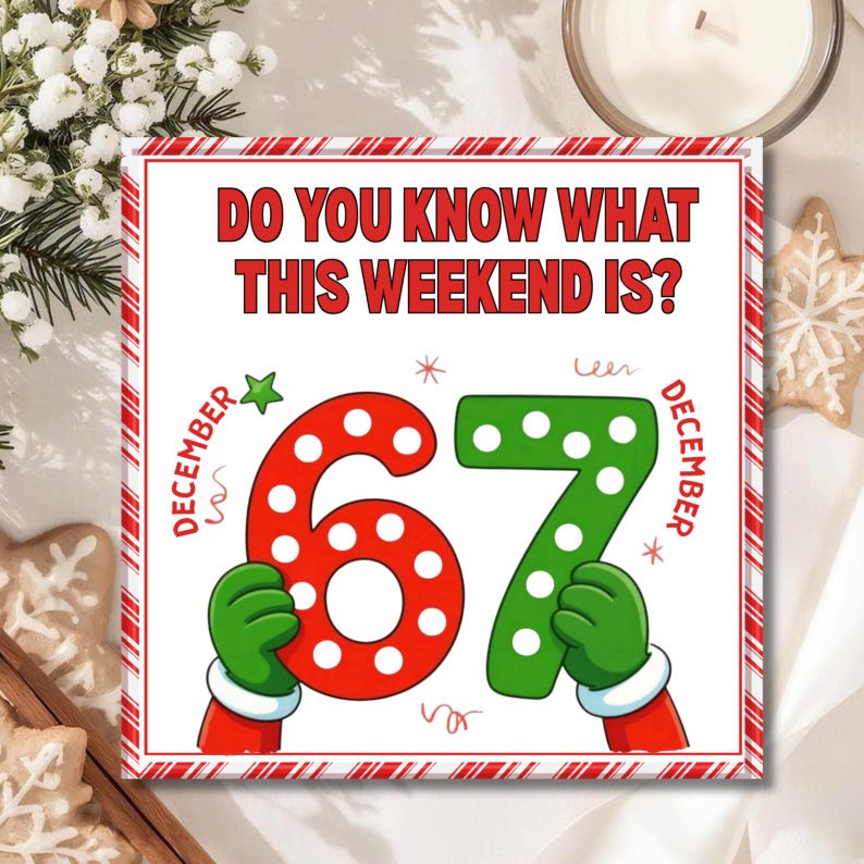 6 7 Printable Elf Prop, Six Seven Funny Meme Christmas, Trending 67 ...