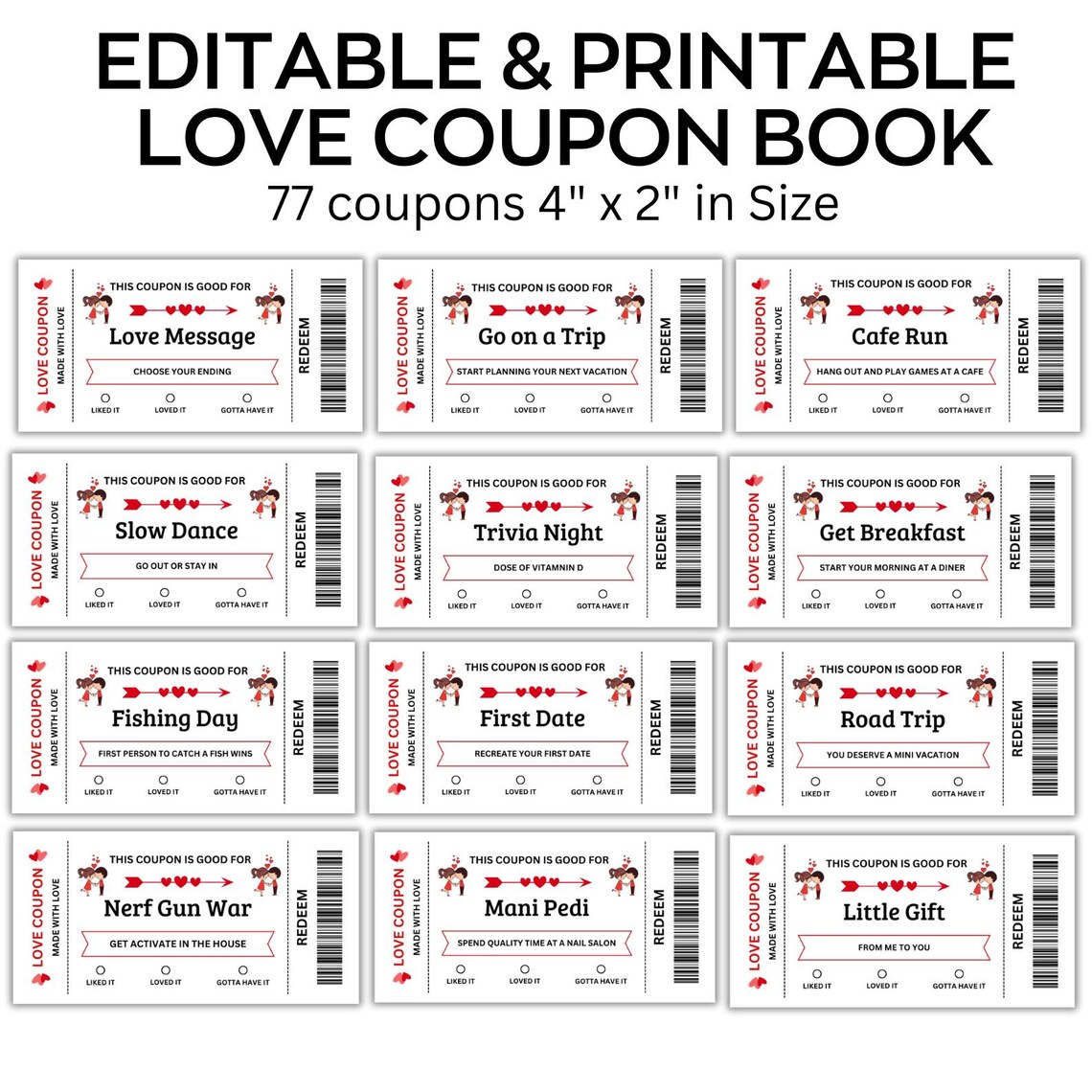 Editable Love Romantic Coupons Template, Valentine's Day Coupons, Canva ...