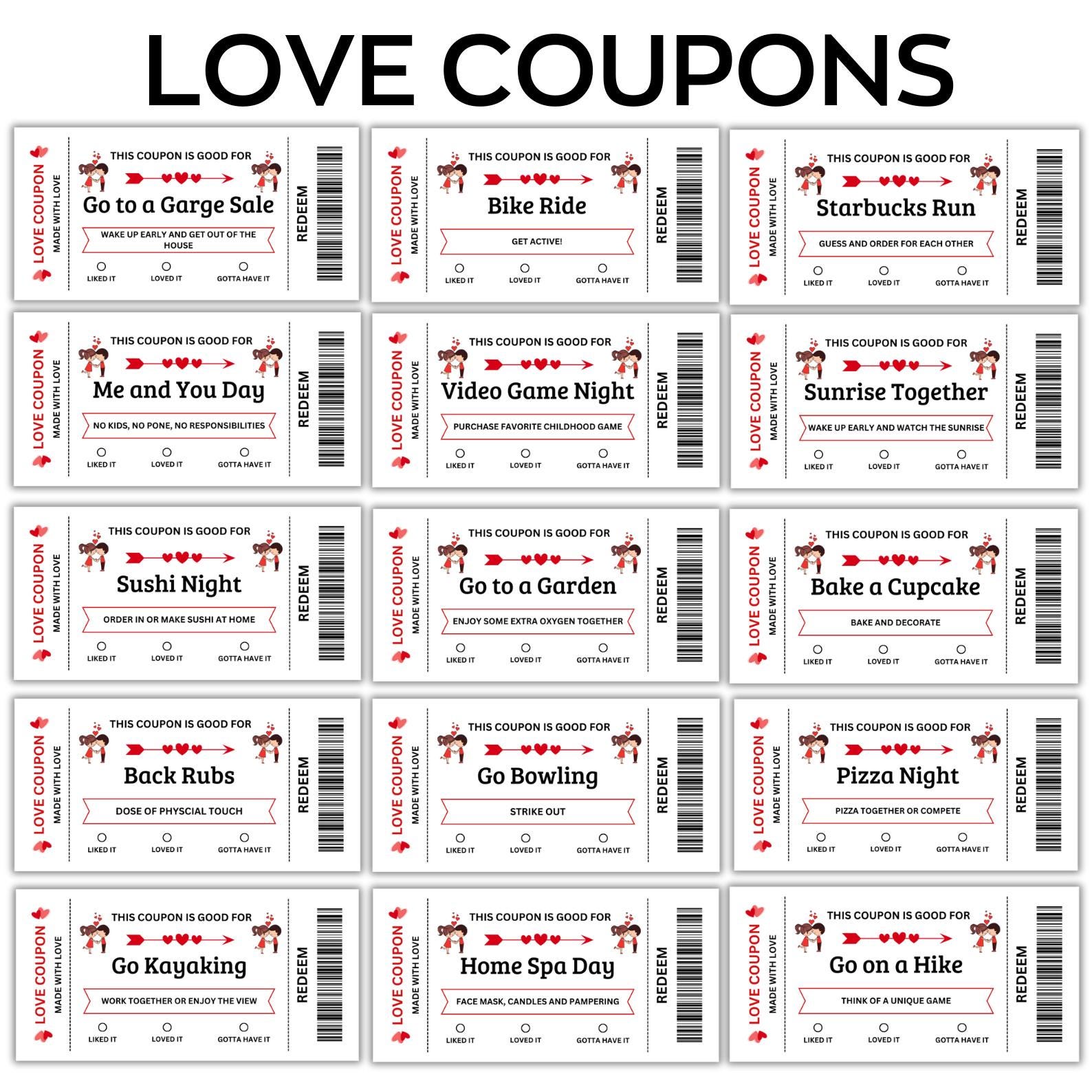Editable Love Romantic Coupons Template, Valentine's Day Coupons, Canva ...