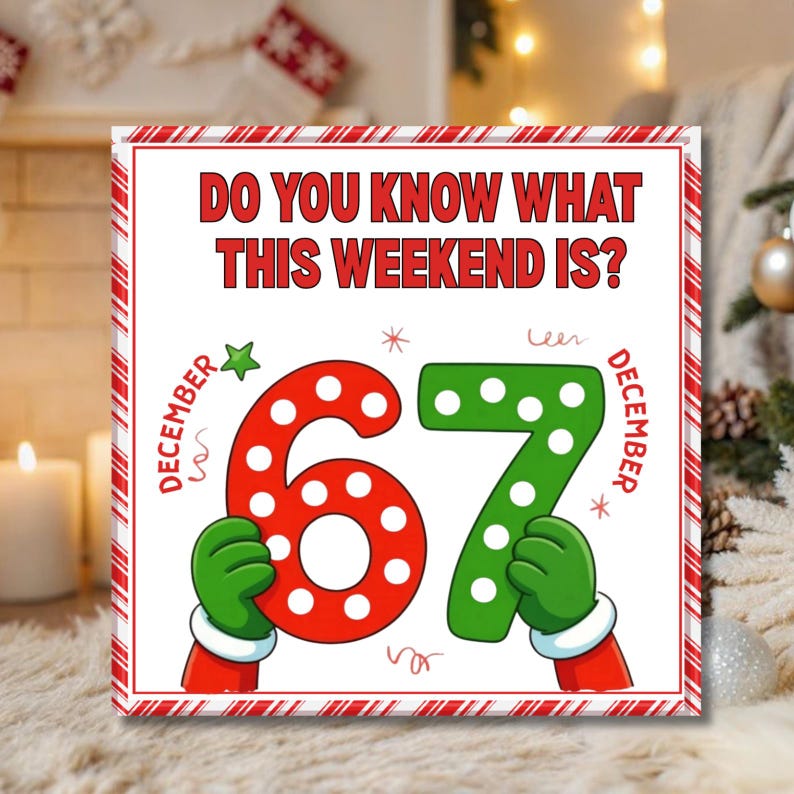 6 7 Printable Elf Prop, Six Seven Funny Meme Christmas, Trending 67 ...