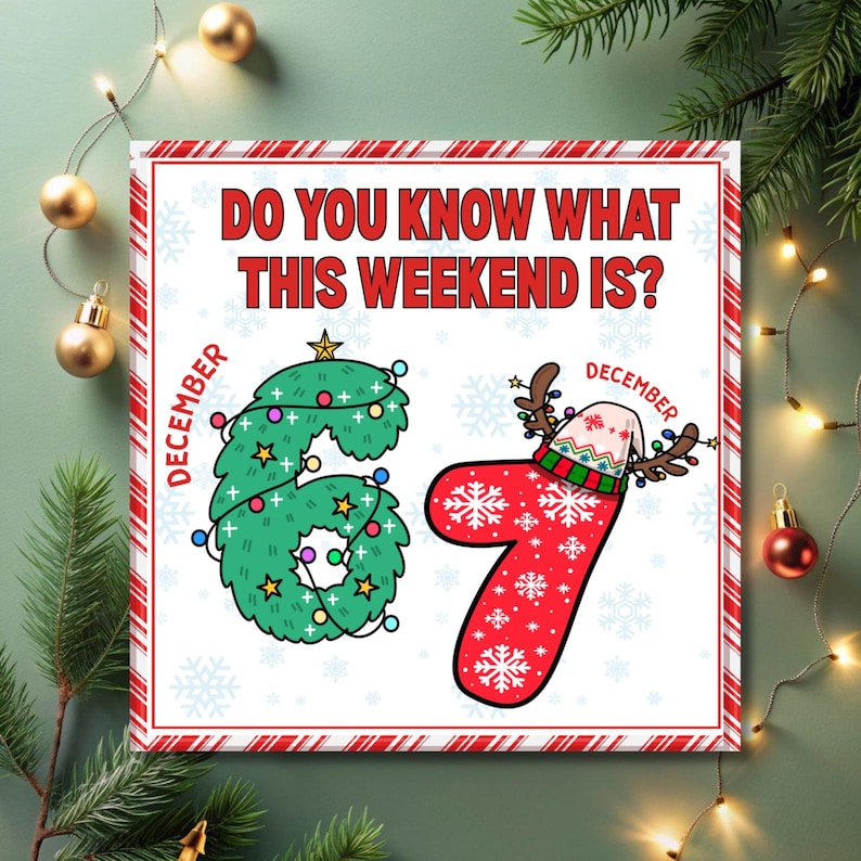 6 7 Elf Prop Sign, Six Seven Elf Idea, 6-7 Christmas Prop, 6-7 December ...