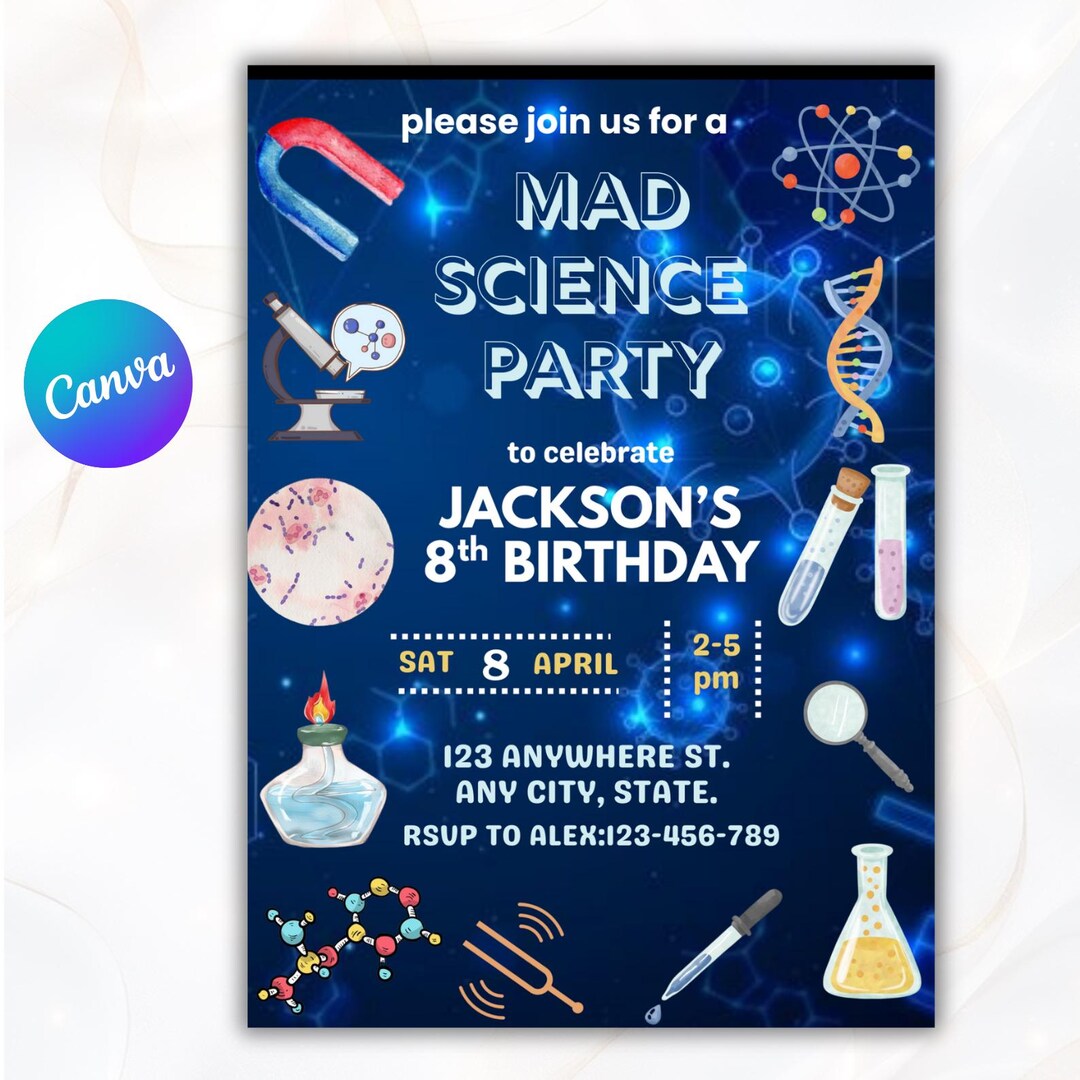 Editable Science Experiment Birthday Invitation, Boy Science Party ...