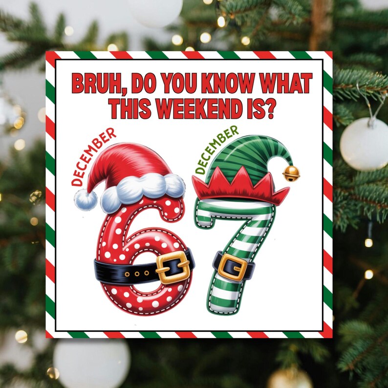 6 7 Printable Elf Prop, Six Seven Funny Meme Christmas, Trending 67 ...