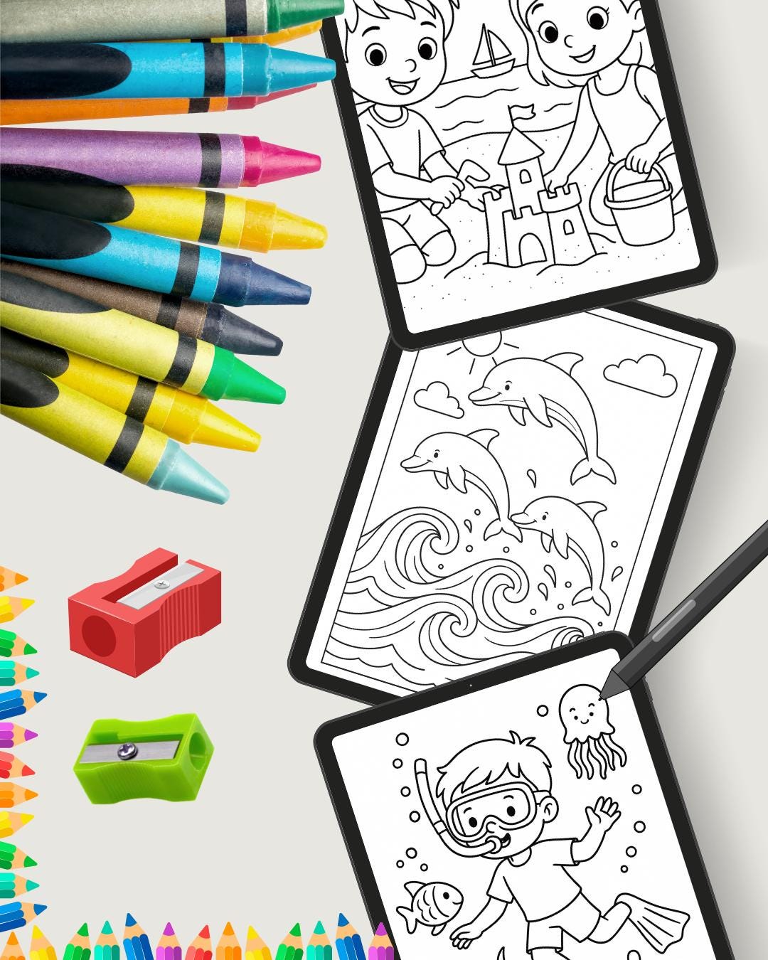 Summer Coloring Book for Kids – 16 Fun Pages – Printable PDF – Beach ...