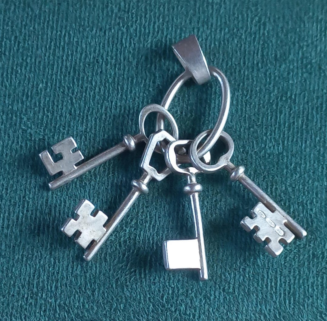 Vintage Sterling Silver Charm Keys - Etsy