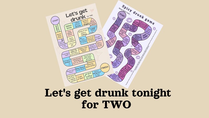 Printable 2-player Drinking Game – Fun Board Game for Friends or ...