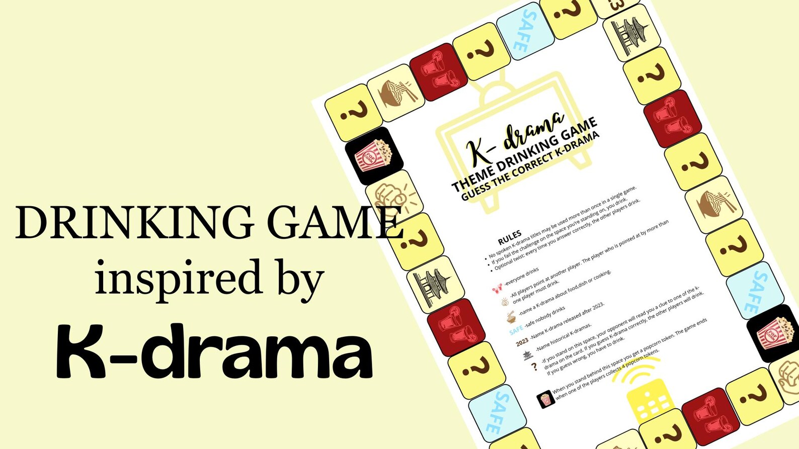 Printable K-drama Drinking Game With Cards – Digital PDF - Etsy