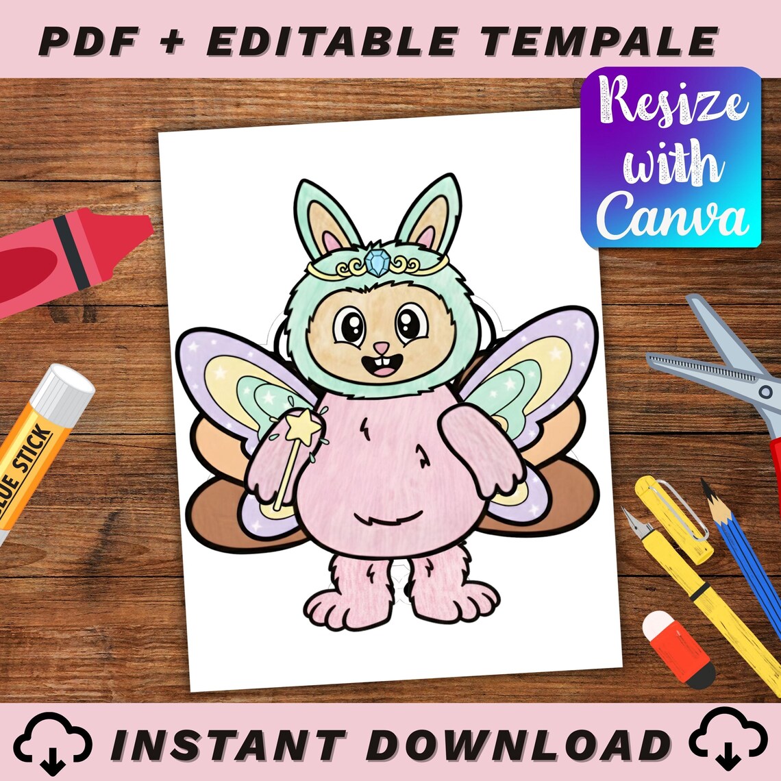 Labubu Fairy Turkey Disguise Printable Craft, Cute Turkey Costume PDF ...