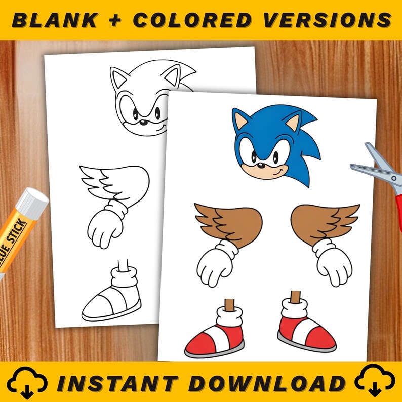 Sonic Turkey Disguise Printable, Kids Thanksgiving Craft, Fun Cut ...