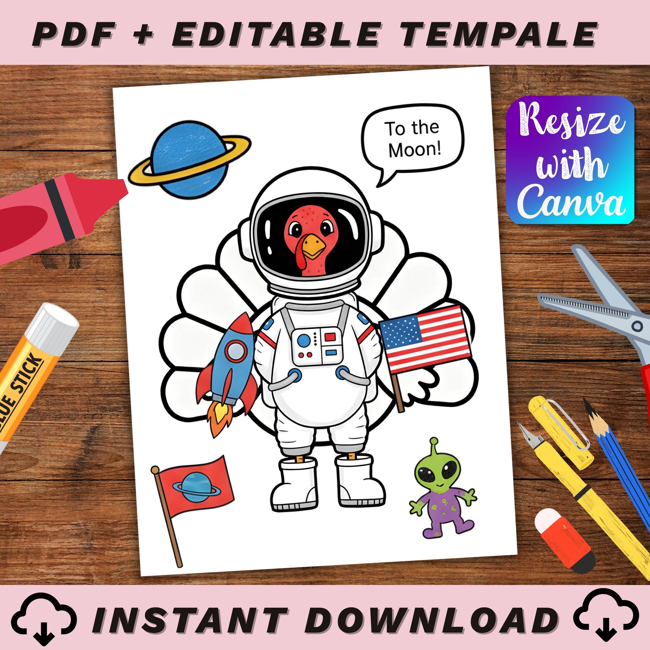 Astronaut Turkey Disguise Printable, Space Thanksgiving Craft for Kids ...