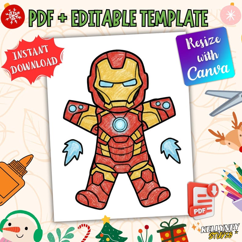Disguise a Gingerbread Man Project | Iron Man Printable | Christmas ...