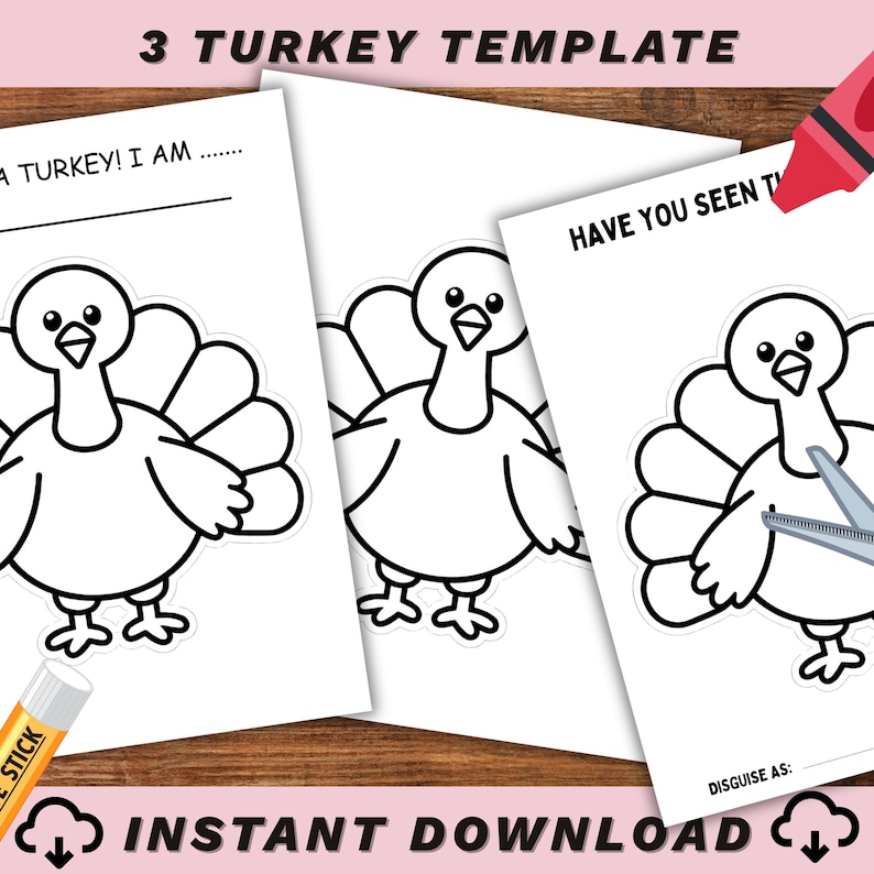 Printable Turkey Disguise Craft Kit | Cute Monster Labubu Style Costume ...