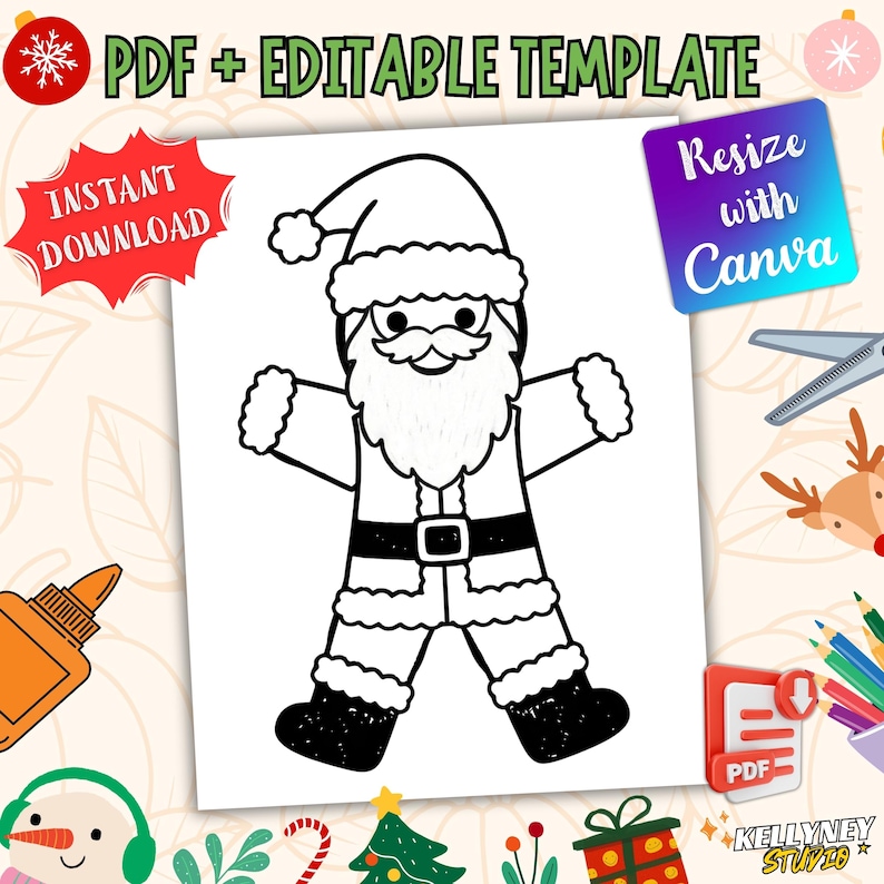 Disguise a Gingerbread Santa Craft, Christmas Printable, Santa Costume ...