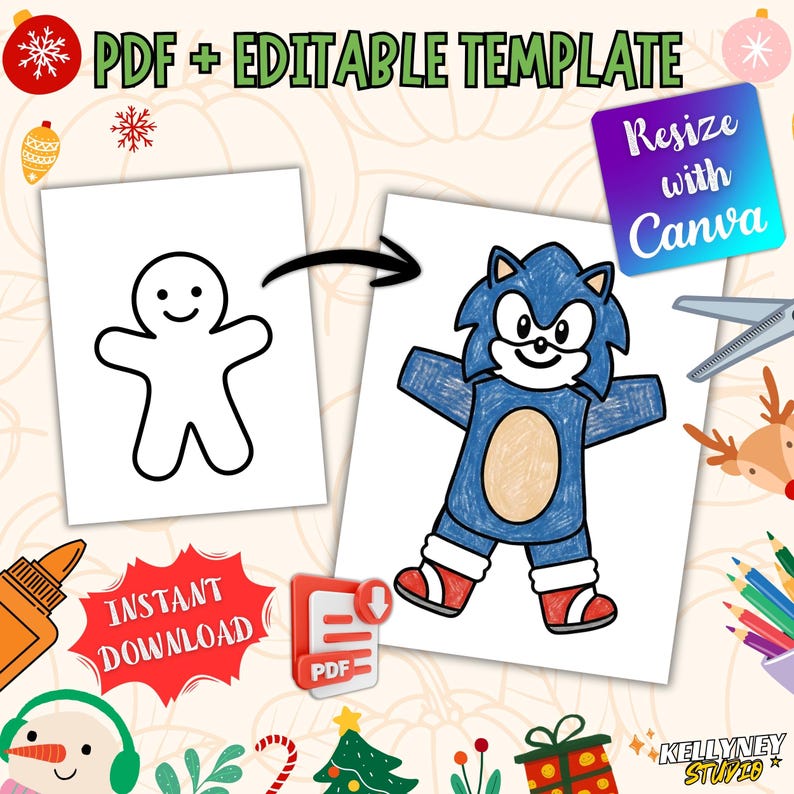 Disguise a Gingerbread Sonic Costume, Printable Gingerbread Craft ...