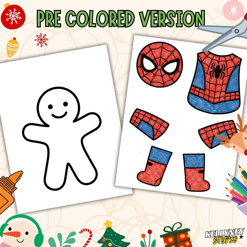 Spiderman Gingerbread Man Disguise Craft | Pre-colored Printable ...