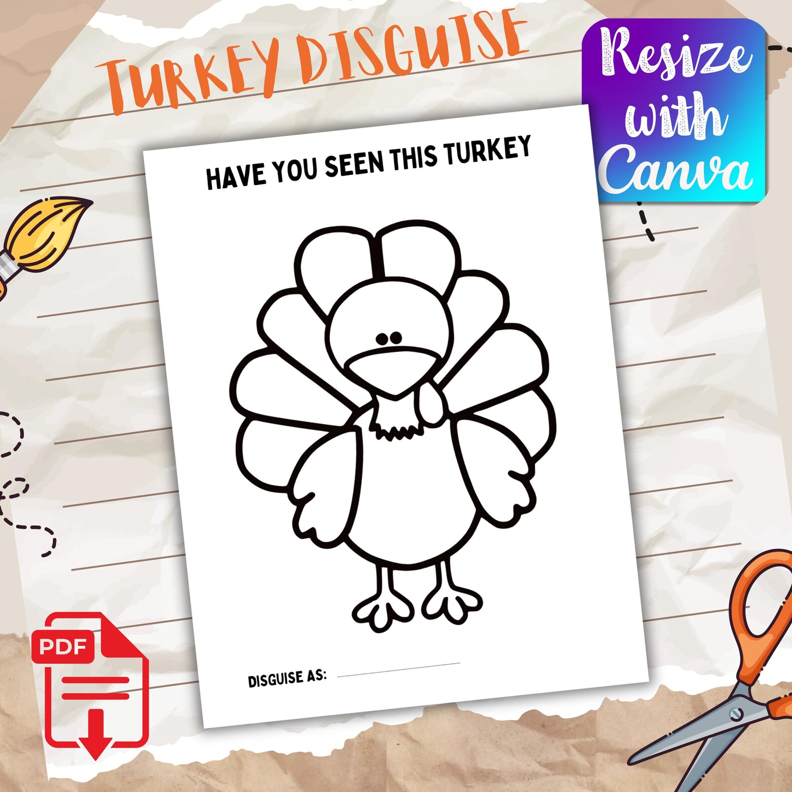 Editable Turkey Disguise Craft Kit - Pop Star Turkey, Printable PDF ...