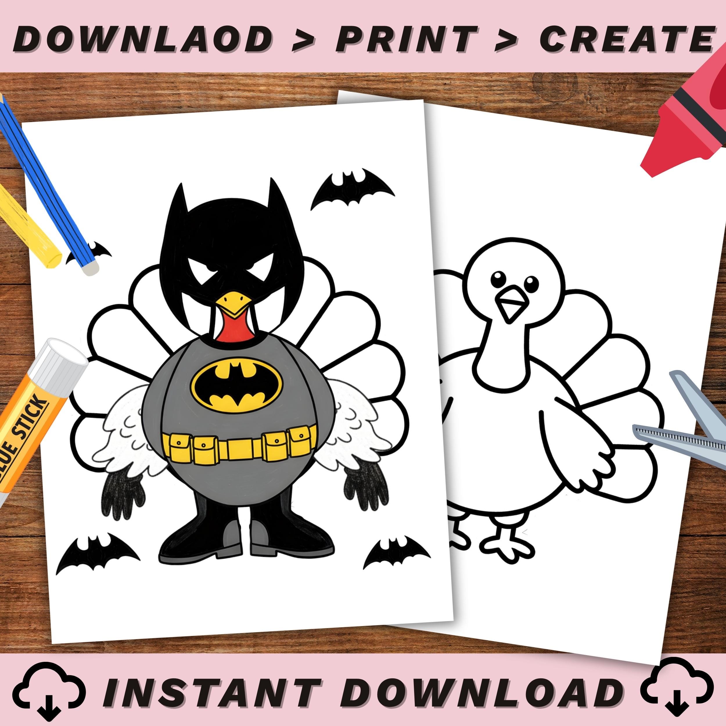 Batman Turkey Disguise Printable Craft, Thanksgiving Turkey Project for ...