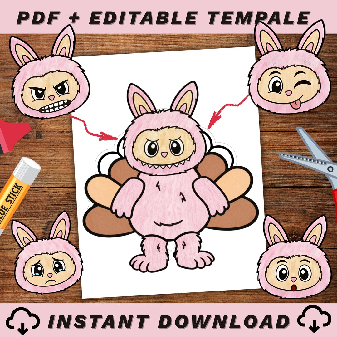 Printable Turkey Disguise Craft Kit | Cute Monster Labubu Style Costume ...