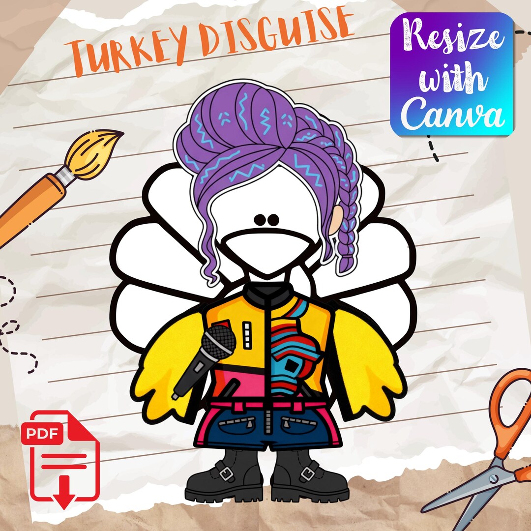 Editable Turkey Disguise Craft Kit - Pop Star Turkey, Printable PDF ...