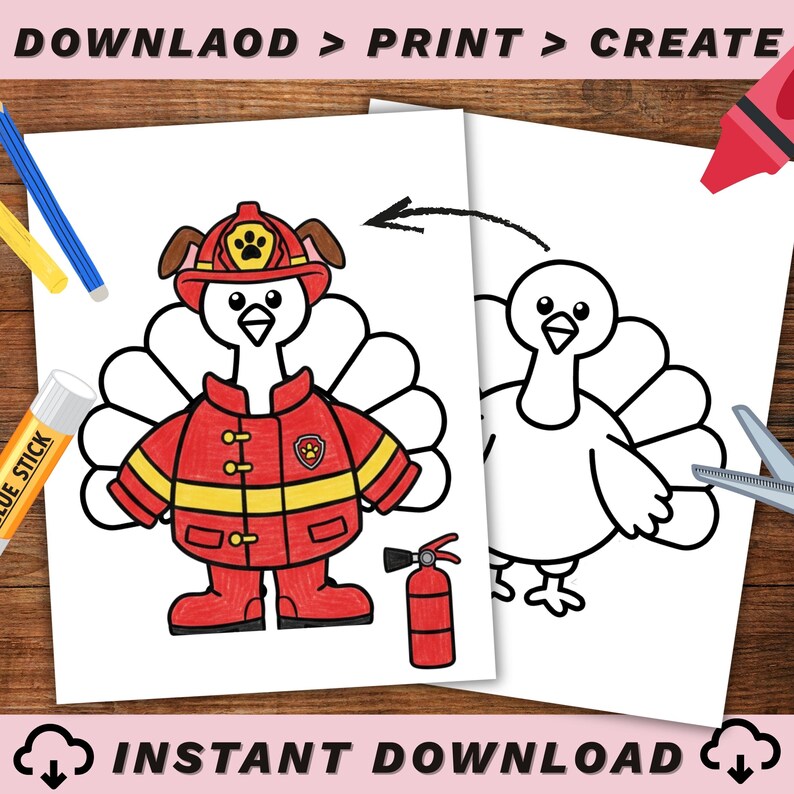 Firefighter Turkey Disguise Printable PDF - Etsy