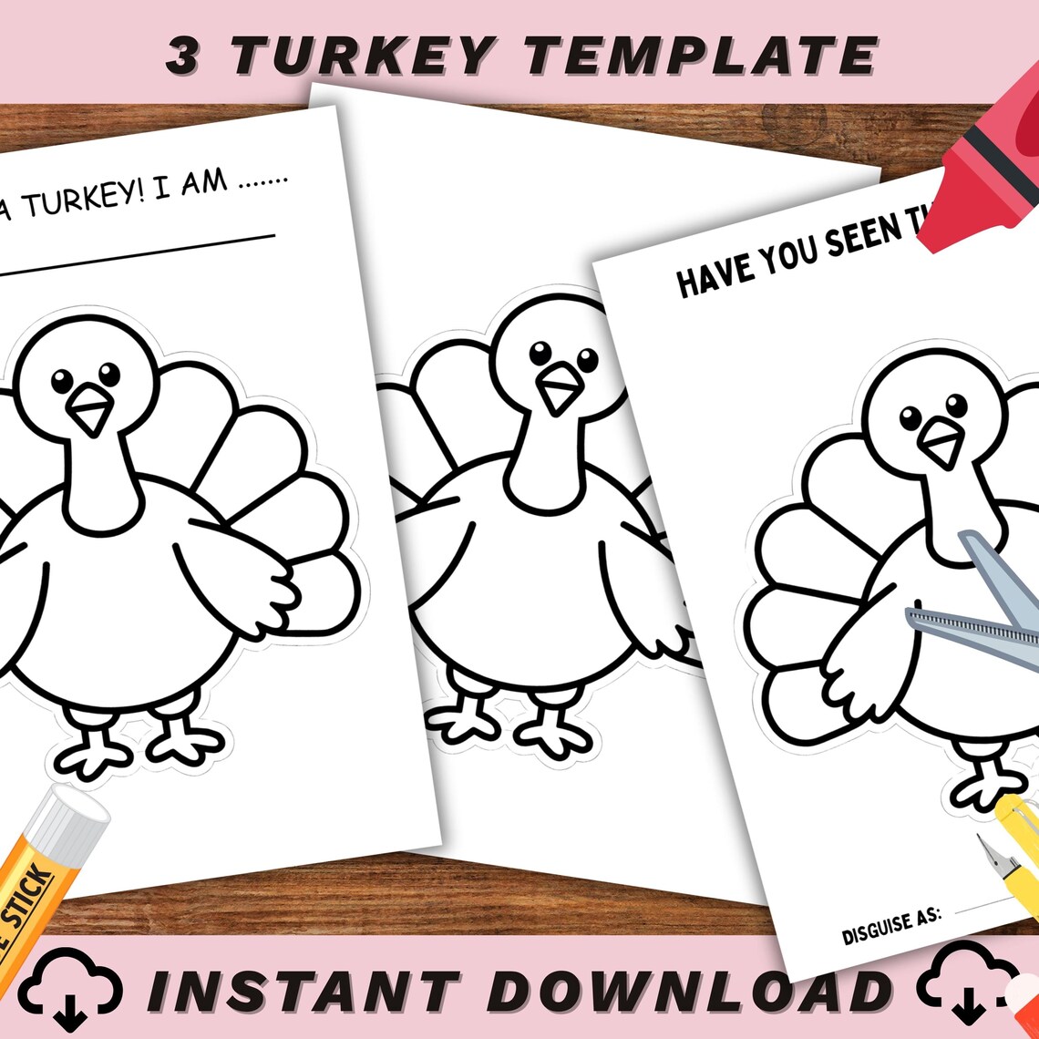 Labubu Fairy Turkey Disguise Printable Craft, Cute Turkey Costume PDF ...