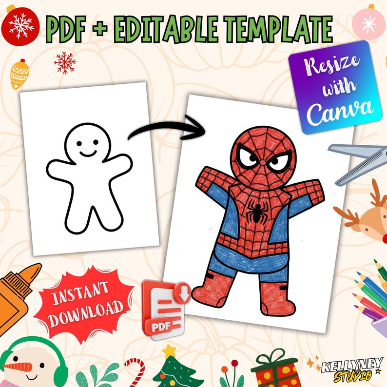 Spiderman Gingerbread Man Disguise Craft | Pre-colored Printable ...